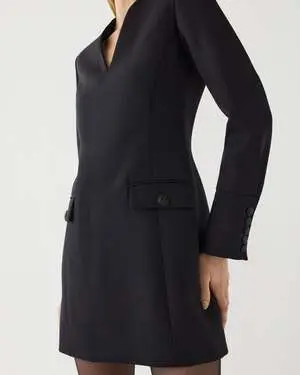 Veronica De Piante Elsie Mini Dress In Grain De Poudre Wool