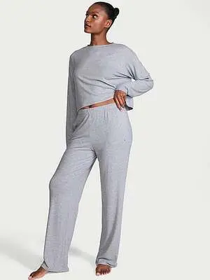 Victoria's Secret Modal Wide-Rib Long Lounge Set Grey