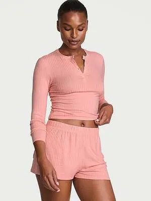 Victoria's Secret Wide-rib Long-sleeve Lounge Set - Pink
