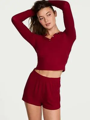Victoria's Secret Wide-rib Long-sleeve Lounge Set - Red