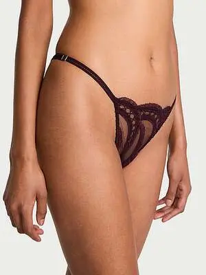Victoria's Secret Laces Out Embroidery Open-back String Bikini Panty - Print