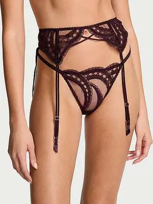 Victoria's Secret Laces Out Embroidery Garter Belt - Print