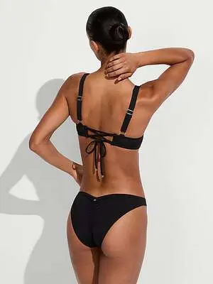 Victoria's Secret Swim Essential Ruched Cheeky Bikini Bottom - Black