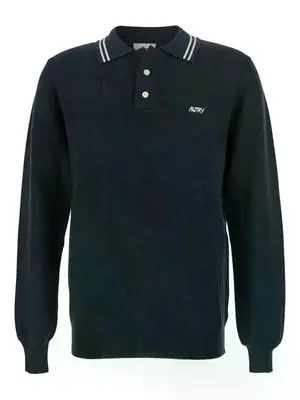 AUTRY Embroidered Long-sleeve Polo Shirt - Blue