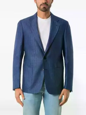 COLAMARINO Patch-pocket Linen Blazer - Blue
