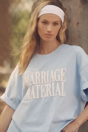 BRIDEMERCH Marriage Material Oversized T-shirt - Blue