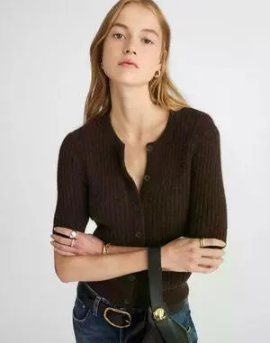 Madewell Patch-pocket Puff-sleeve Cardigan - Molasses