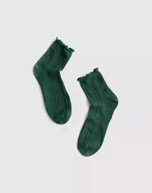 Madewell Textured-Knit Ankle Socks Botanical Green