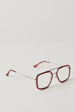 Free People Timeless Blue Light Readers - Burgundy/silver