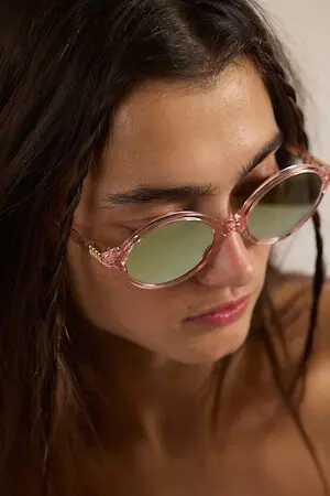 Free People Oh Hello Round Sunglasses - Crystal Grapefruit