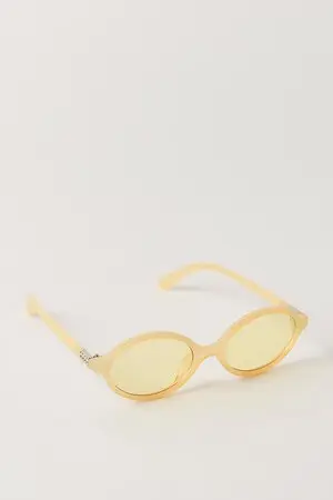 Free People Oh Hello Round Sunglasses - Soft Lemon