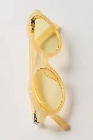 Free People Oh Hello Round Sunglasses - Soft Lemon