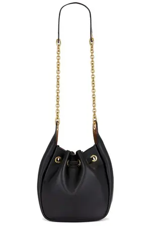 Saint Laurent Cassandre Supple Bucket Bag - Nero & Caramel Cognac