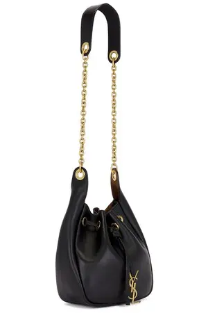 Saint Laurent Cassandre Supple Bucket Bag - Nero & Caramel Cognac