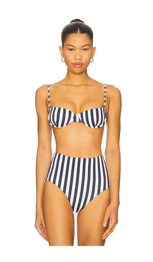 ANEMOS Balconette Bikini Top - Marine Vertical Stripe