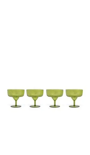 HERE'S HOW The Rue Margarita Glass Set Of 4 - Olive