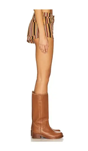 Lioness Striped Button-fly Shorts - Brown
