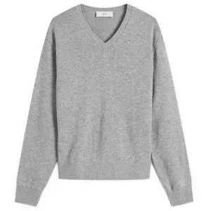 DUNST Cashmere Blend V-neck Jumper - Melange Grey