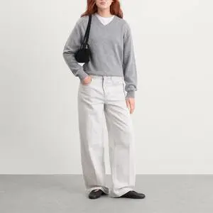 DUNST Cashmere Blend V-neck Jumper - Melange Grey