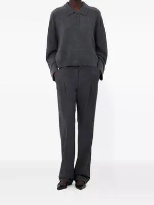 Loulou De Saison Homere Lds Polo-neck Ribbed Sweater - Grey