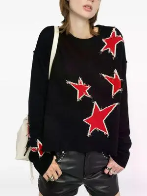 Zadig&Voltaire Star-embellished Frayed Sweater - Black