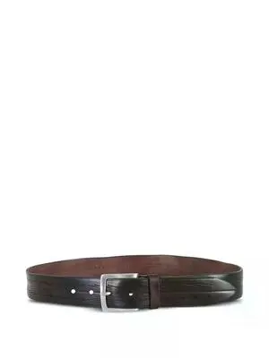 ORTIGNI Rectangular Leather Belt - Brown