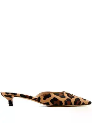 FRANCESCO RUSSO 25mm Leopard-print Kitten-heel Mules - Brown