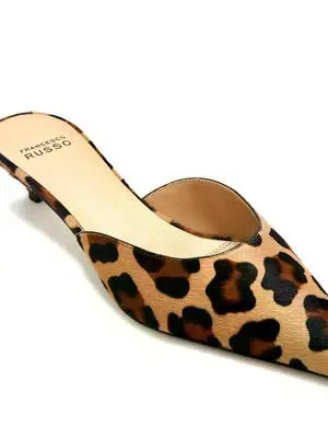 FRANCESCO RUSSO 25mm Leopard-print Kitten-heel Mules