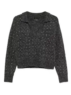 Pinko Rhinestone-embellished Collared Sweater
