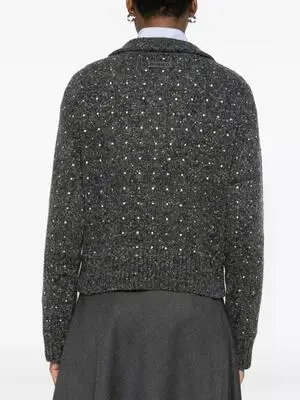 Pinko Rhinestone-embellished Collared Sweater