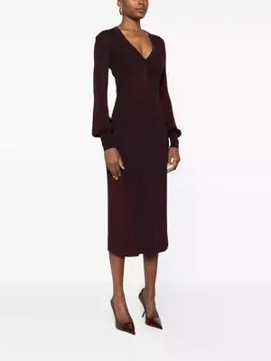 Elisabetta Franchi V-neck Balloon-sleeve Dress