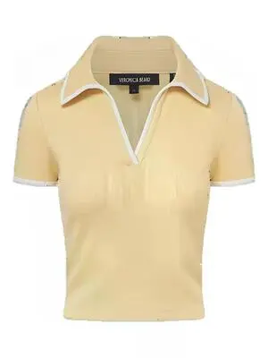 Veronica Beard Ribbed Polo Top
