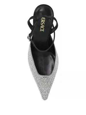Versace 85mm Crystal La Medusa Slingback Pumps