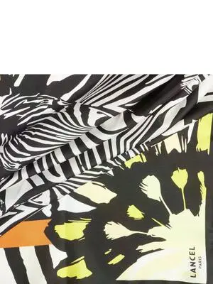 LANCEL Zebra Mania Silk Scarf - Black