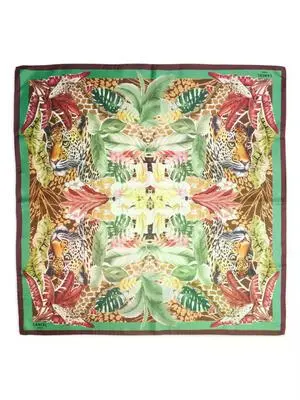LANCEL Jungle Print Silk Scarf - Green