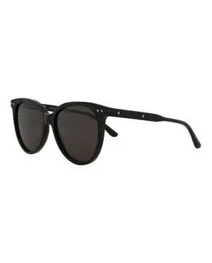 Bottega Veneta Cat Eye Sunglasses - Shiny Black Black Leather (bv0119s/30001112/001)