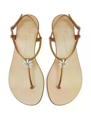 GIUSEPPE ZANOTTI Geltrude Crystal-flower Sandals - Brown