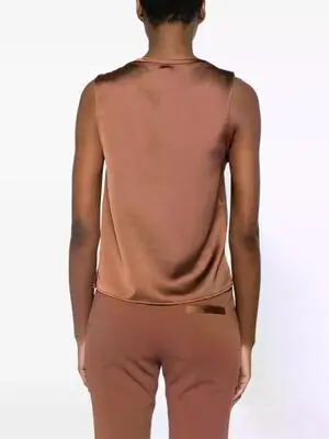 Imperial Buckle-detail Sleeveless Top - Brown