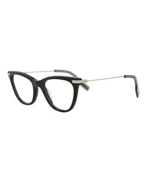 Alexander McQueen Cat Eye Optical Frames - Black Silver Transparent (mq0339o/30011569/001)