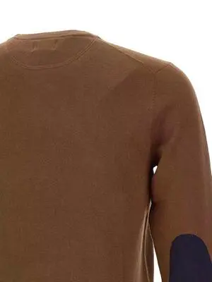 SUN 68 Crew Neck Sweater With Elbow Patches - Brown