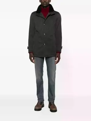 Herno Velvet-collared Button Coat