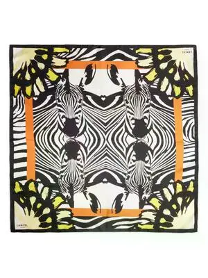 LANCEL Zebra Mania Silk Scarf - Black
