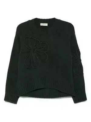 Bruno Manetti Flower-embellished Wool Sweater