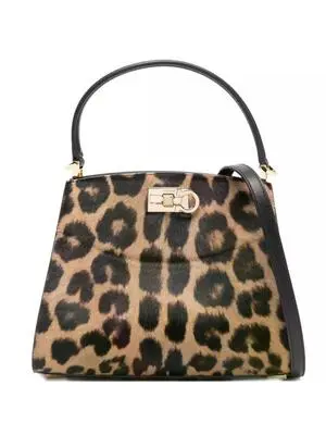 FERRAGAMO Studio Box Leopard-print Satchel