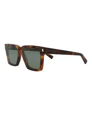 Saint Laurent Square Rectangle Sunglasses - Havana Havana Green (sl610/30014609/003)