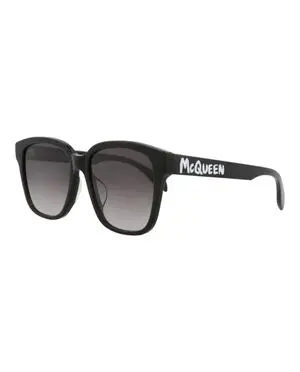Alexander McQueen Square Rectangle Sunglasses - Black Black Grey (am0331sk/30011454/001)