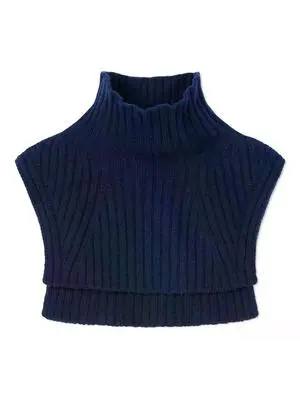 Eric Bompard Ribbed High-neck Cashmere Bib - Blue