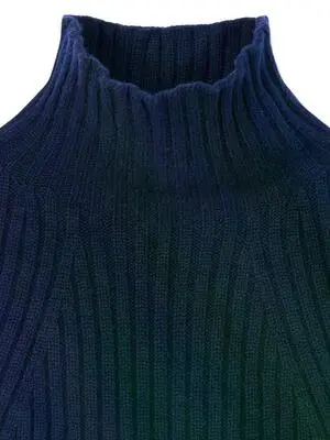 Eric Bompard Ribbed High-neck Cashmere Bib - Blue