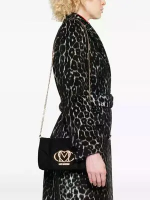Moschino Quilted Cross Body Bag With Logo Plaque - Black