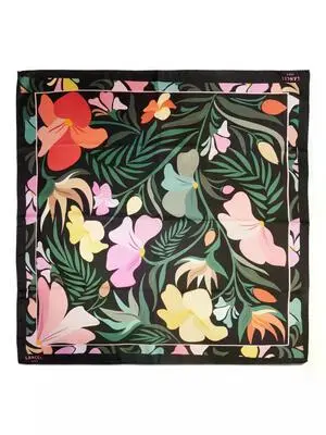 LANCEL Reve De Fleurs Silk Scarf - Black